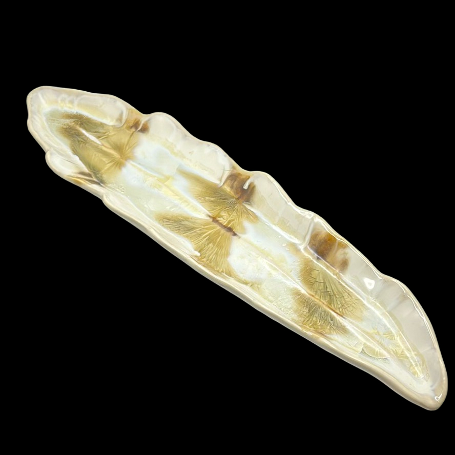 Edgecomb Potters Maine Studio Pottery tray Leaf Shape Crystalline Glaze ...