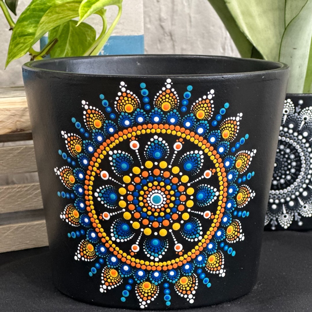 PRE-ORDER 6.7 inch terracotta pot (6.7 x 5.5) black/ blue, aqua, orange ...