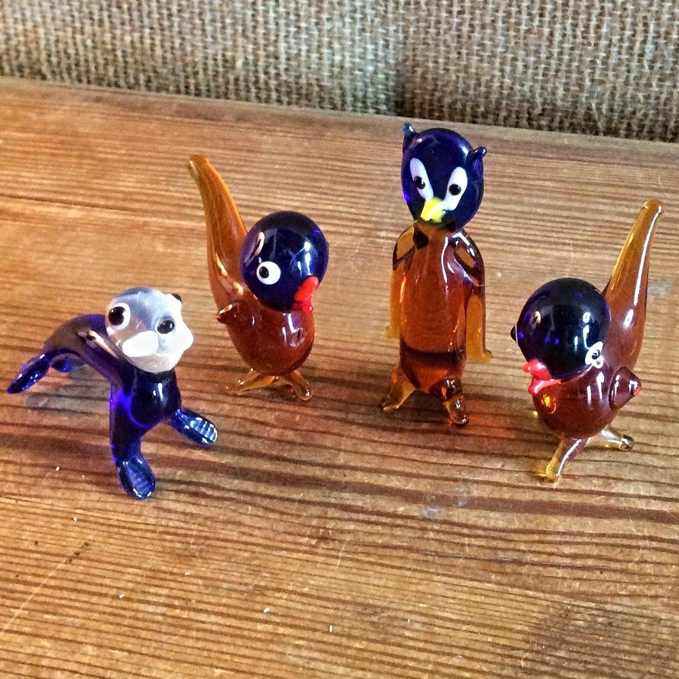 Vintage Hand-Blown Glass Animal Figurines - Birds & Seal - Collectible ...