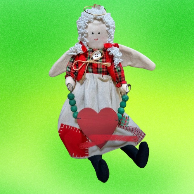 Country Folk Art Rag Angel Tree Topper