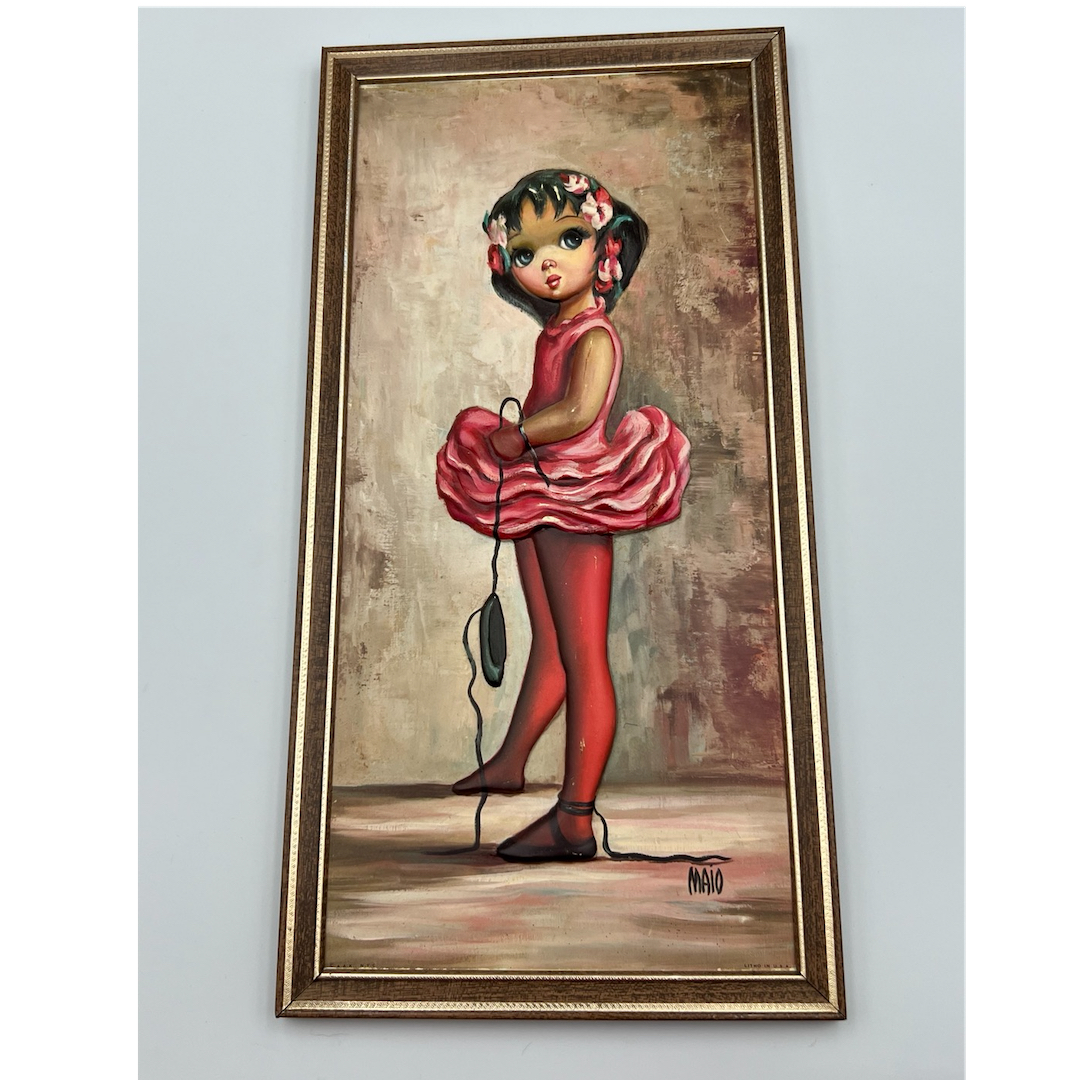 001 Vintage Jean Maio Ballerina Big Eyed Girl Print Picture Wall Plaque ...