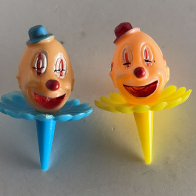 Bakers Clown Head Cake Toppers Lot Of 2