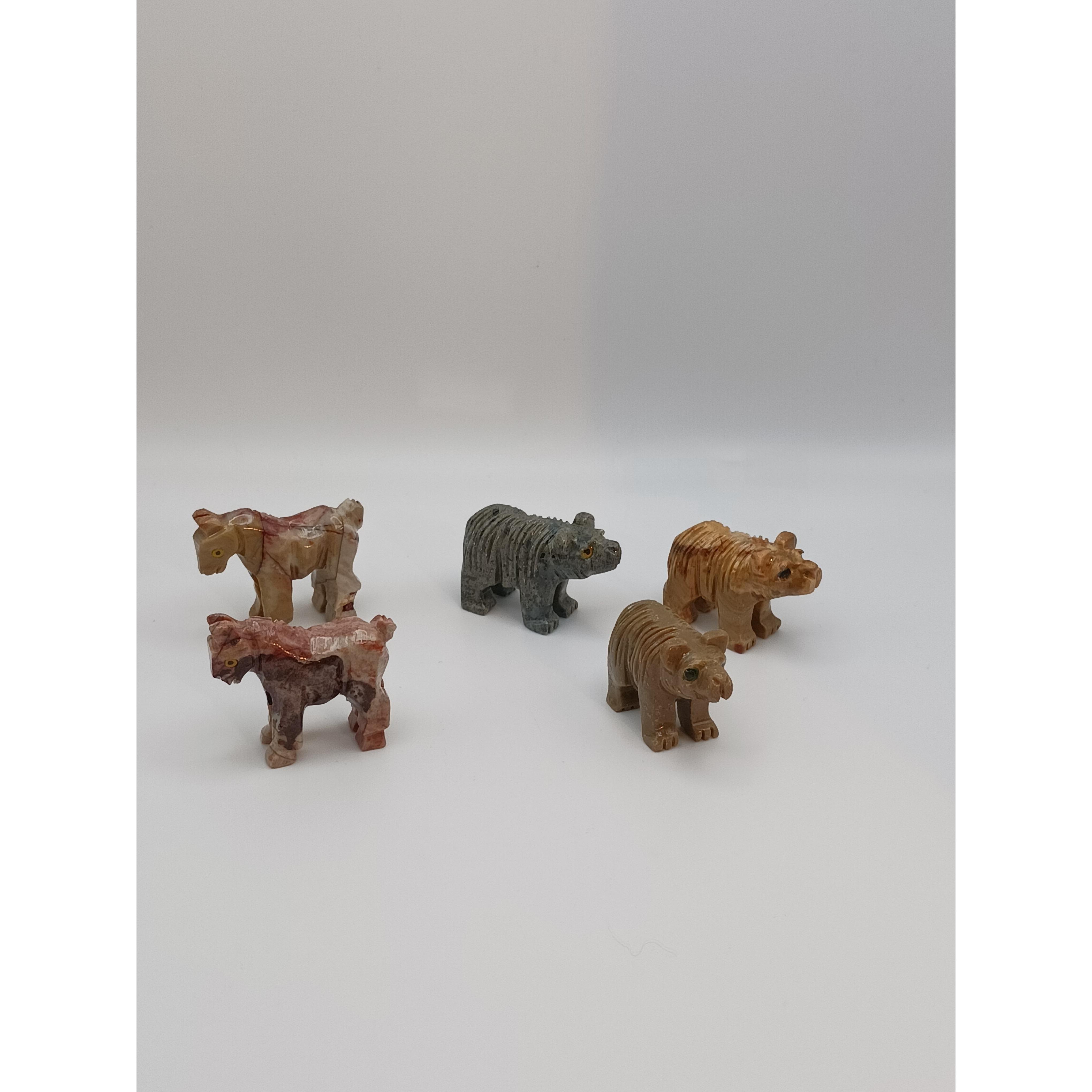 5 Hand Carved agate animals