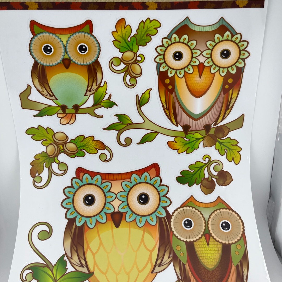 Window Decoration-Apply with Static Cling. Very BIG EYED OWLS!! Also ...