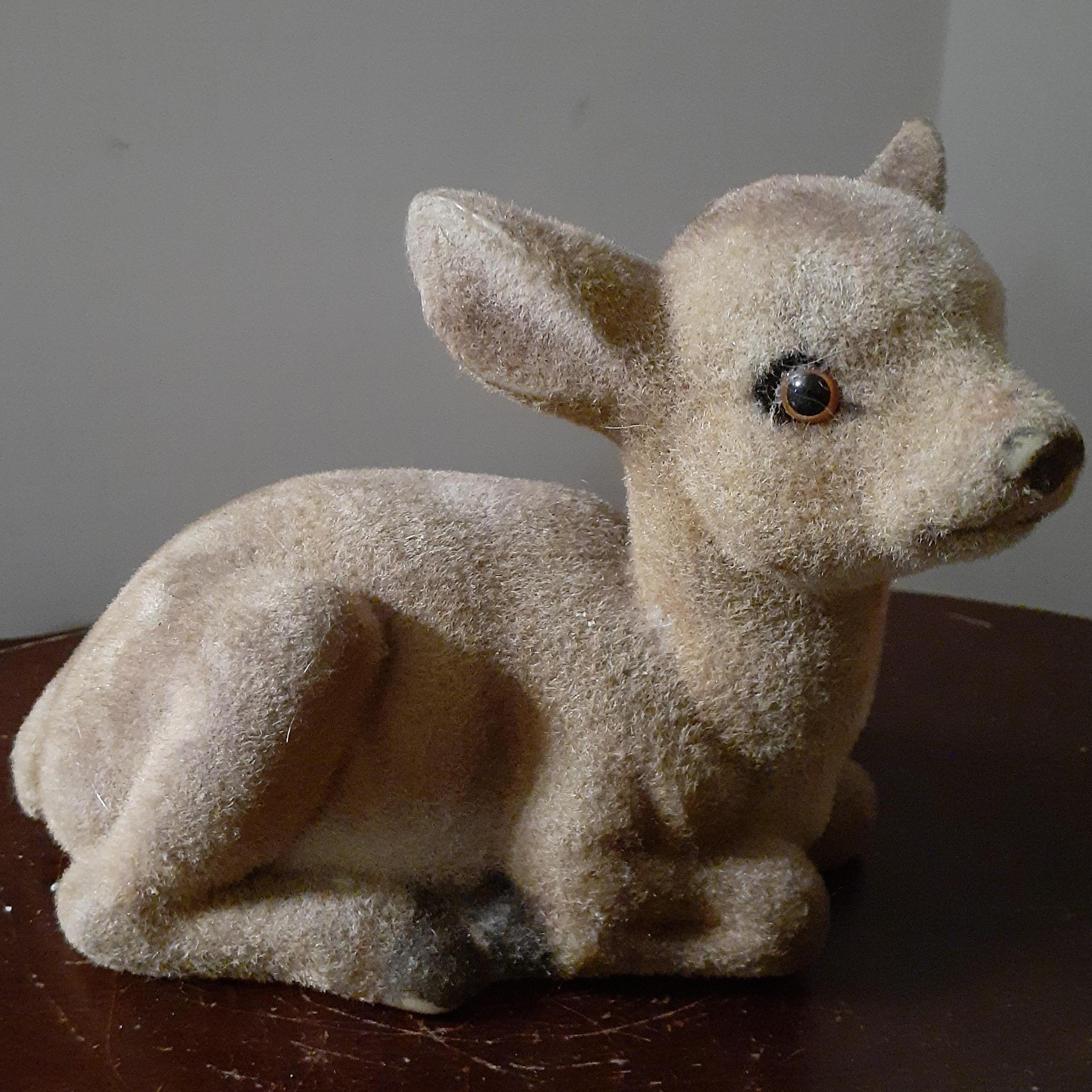 Flocked Fawn Deer Bank