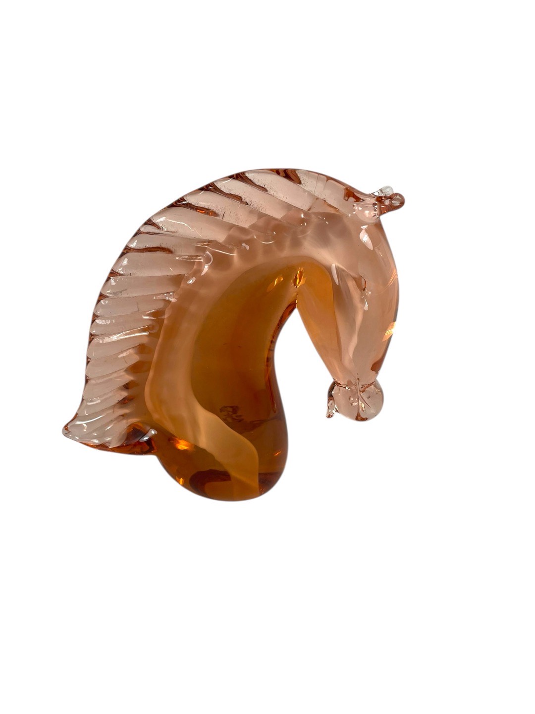 Horse Head Bust Paperweight Peachy Orangish
