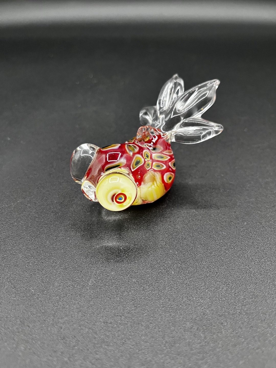 #26 Adorable Art Glass Bulbous Goldfish With Red Millefiori Cane ...