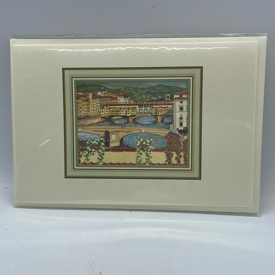 Il Papiro Blank Vintage Card Made In Italy Ponte Vecchio