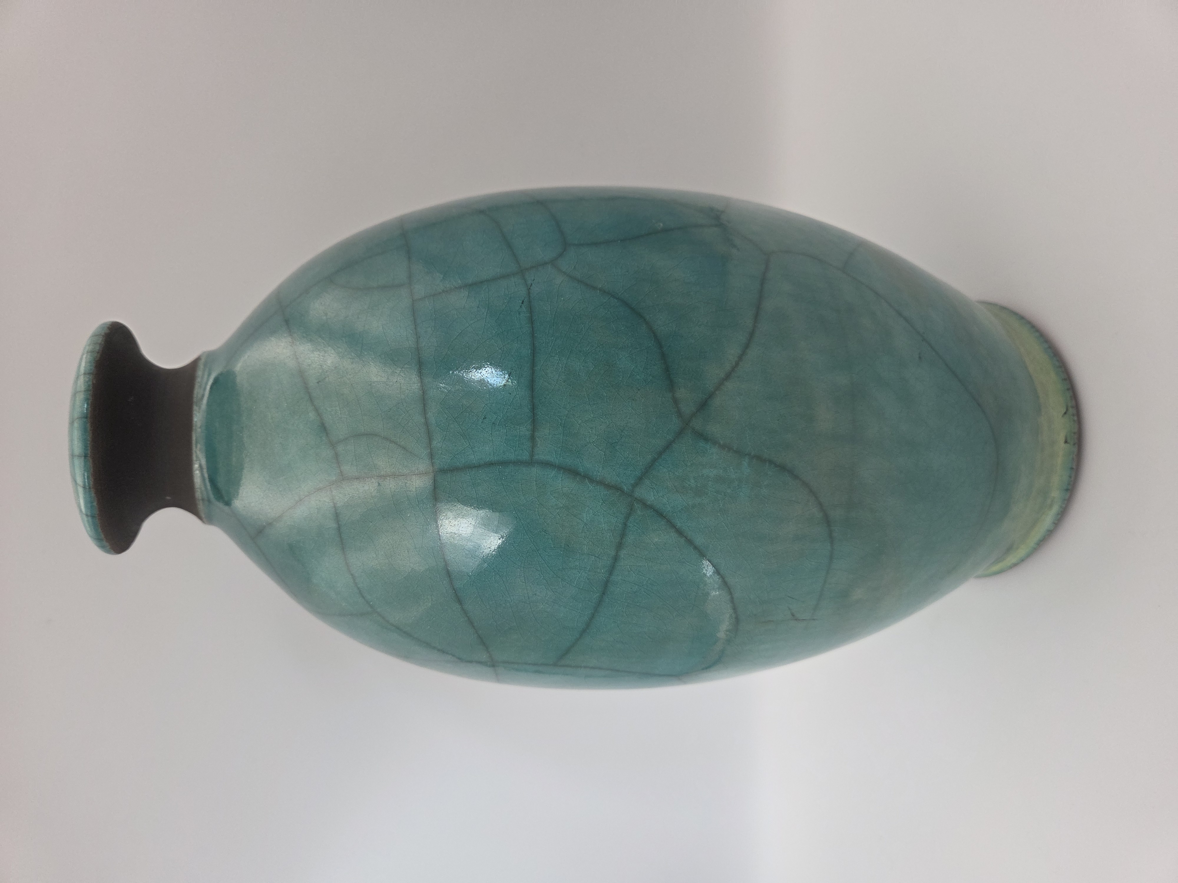 Vintage Artist Signed Joe Winter Raku Fired Turqoise Studio Pottery Vessel