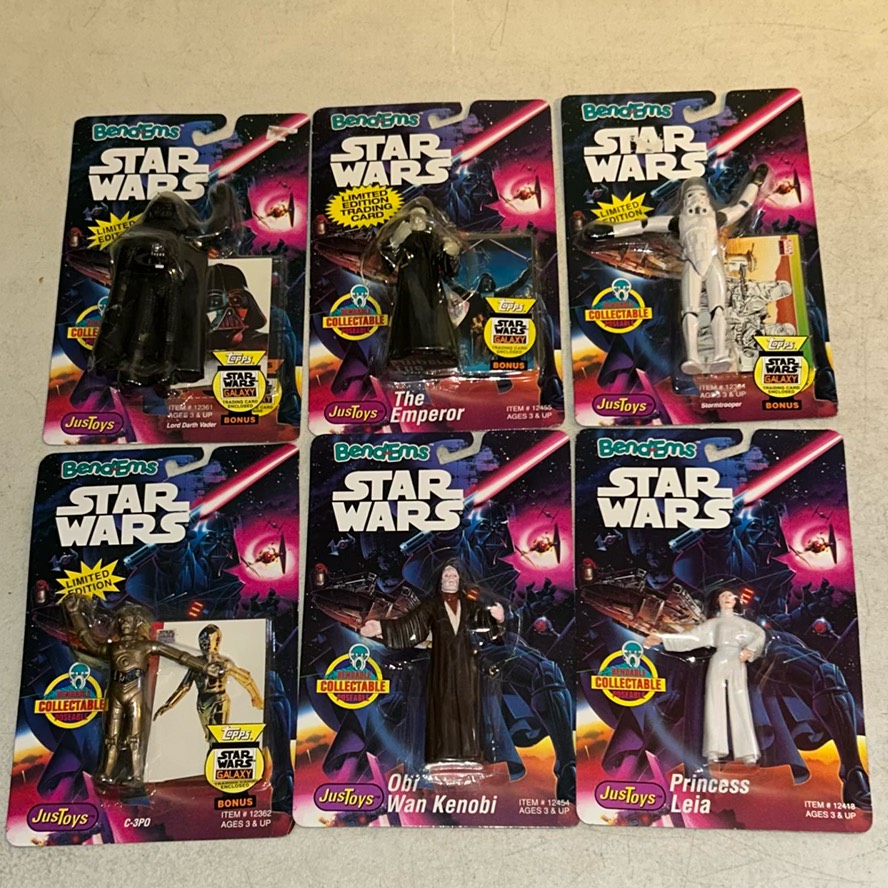 Lot Of 6 Bend Ems Star Wars Bendable Collectable, Poseable Figures