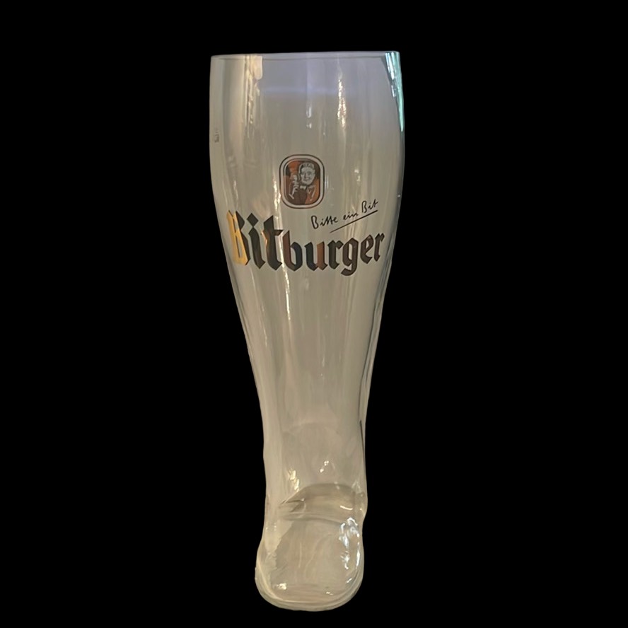 Bitburger Beer 2.01 L Clear Glass Boot 14”