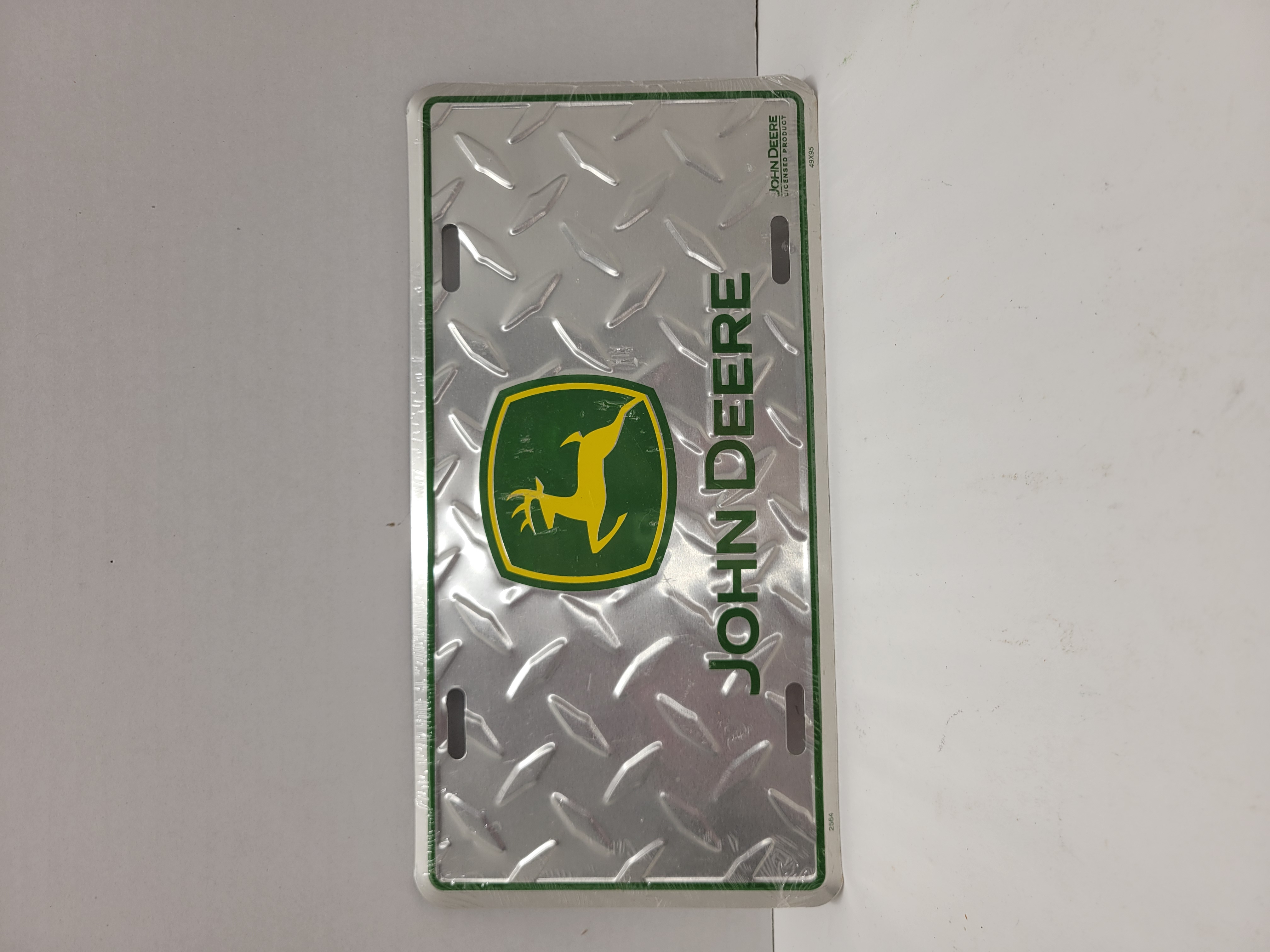 John Deere Silver License Plate with Green Logo