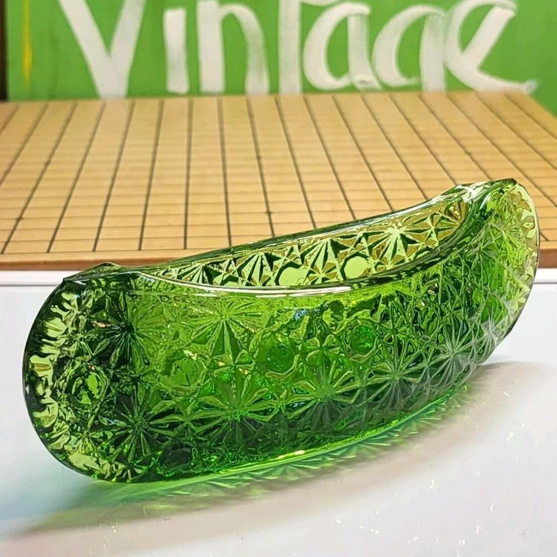 Fenton Green Glass Canoe