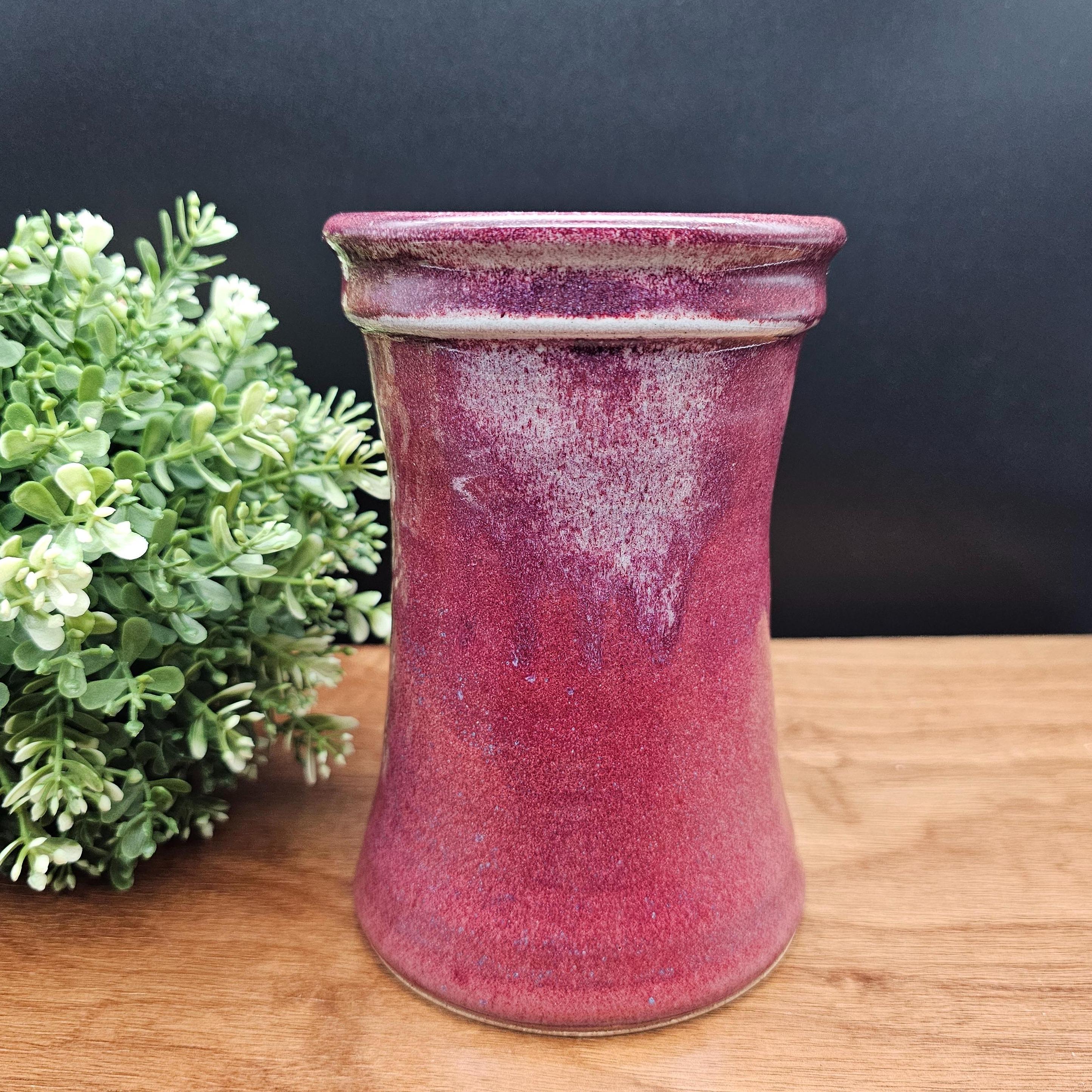 Pat Brame 2001 Studio Pottery Plum Red and Gray Glazed Crock Utensil ...