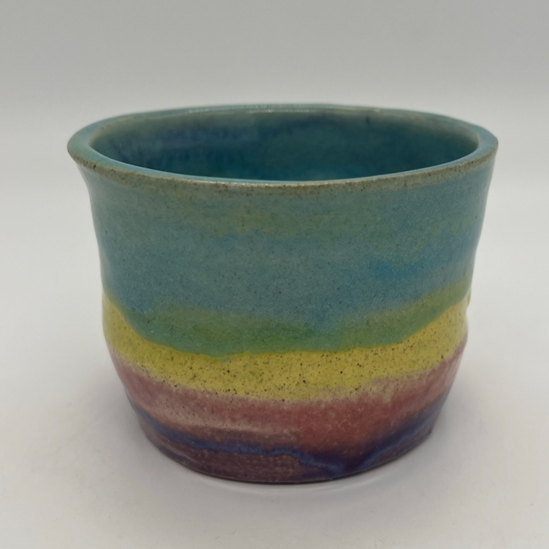 Art Pottery Pastel Rainbow Flower Pot Planter 3”