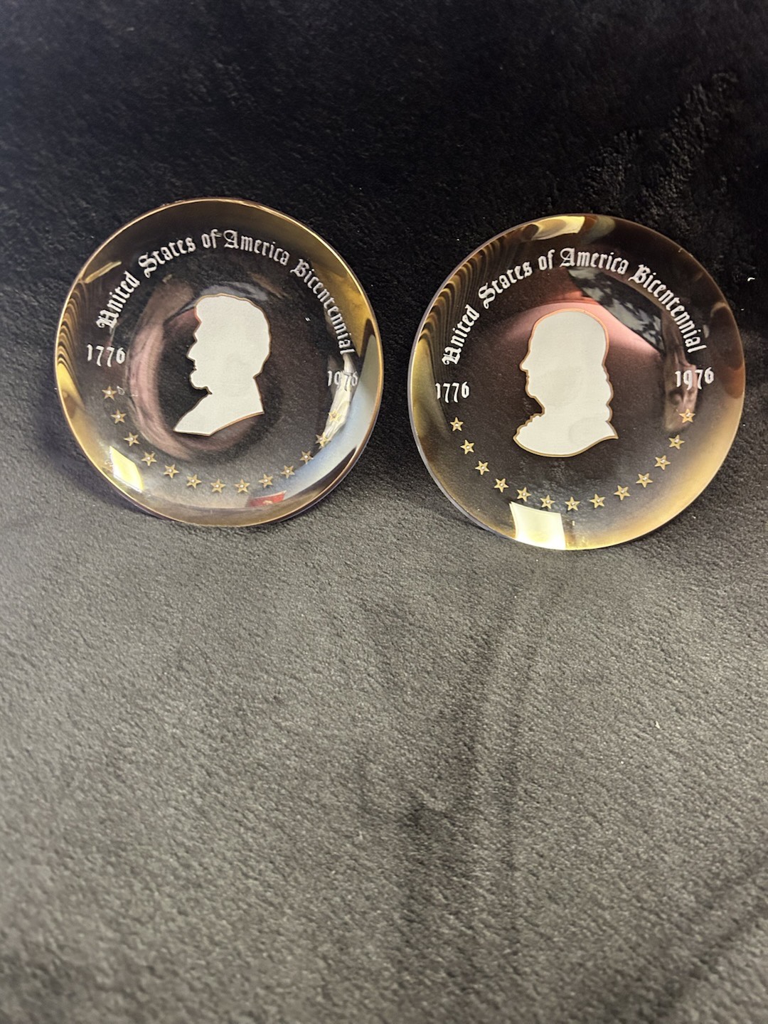 Pair Of Vintage USA Bicentennial Plate 1776-1976 Franklin & Lincoln 6 ...