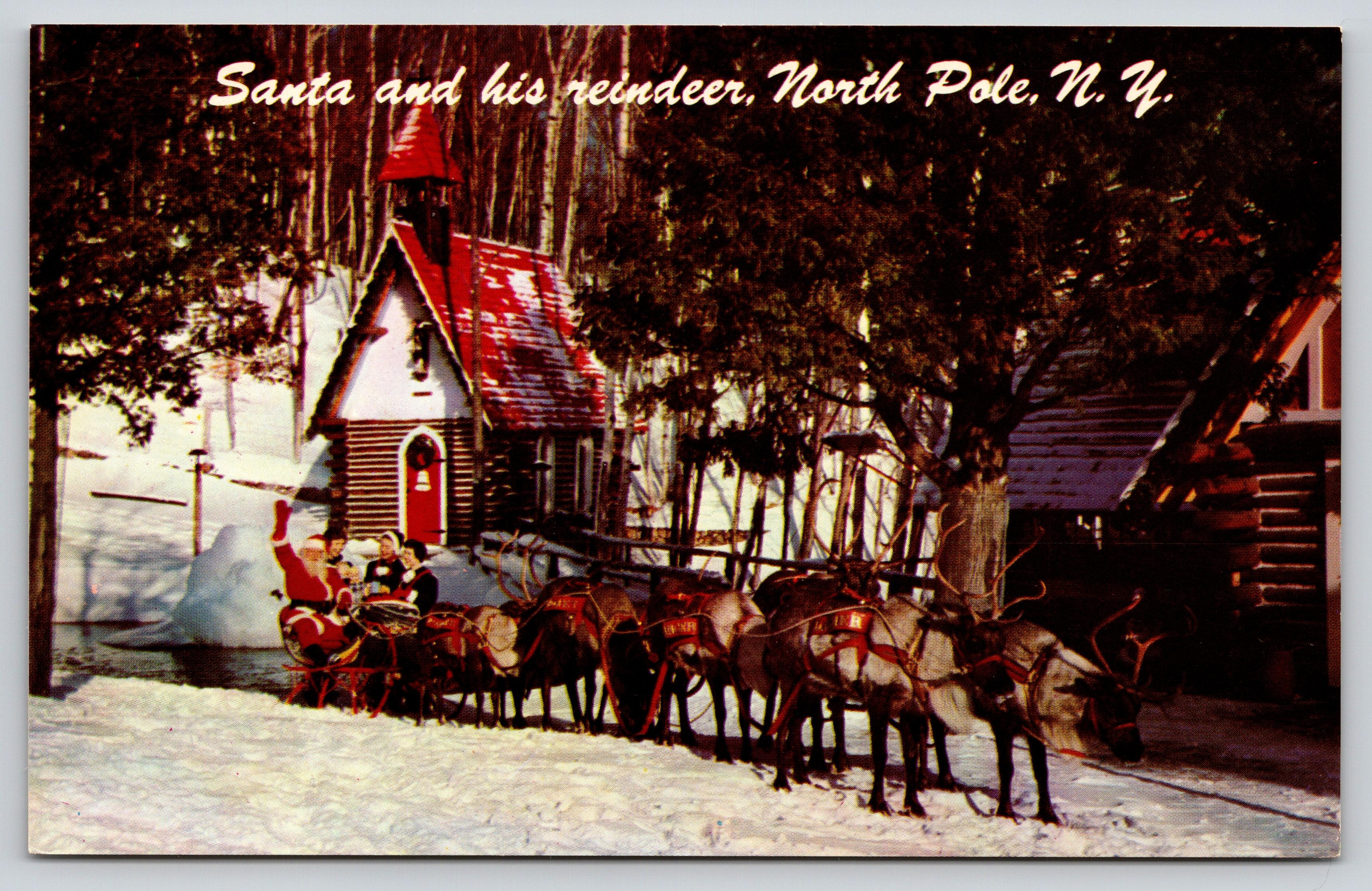 Postcard Santa's Live Reindeer Santa's Workshop North Pole New York ...