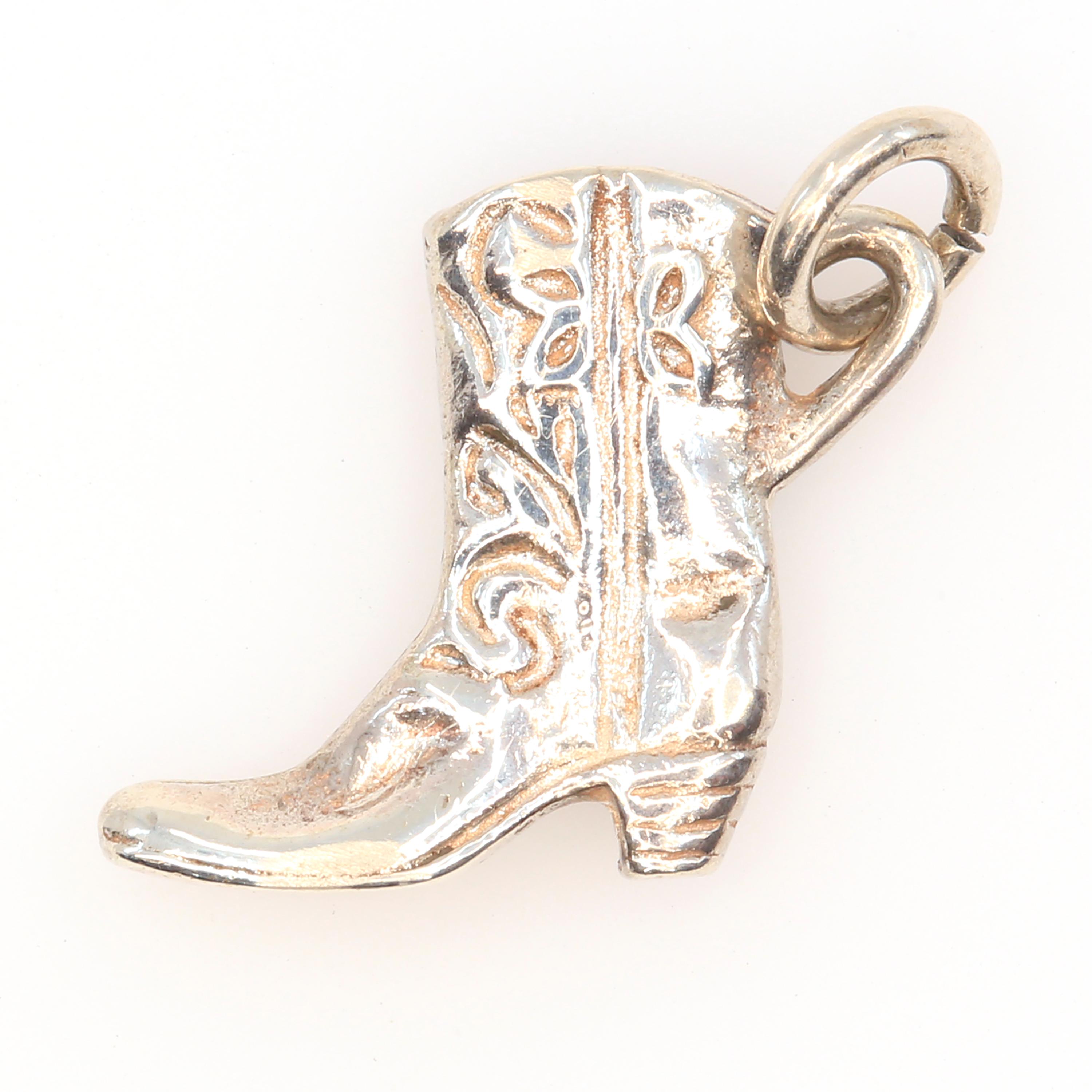 Vintage Sterling Silver Cowboy Boot Charm Equestrian Riding Country Dancing