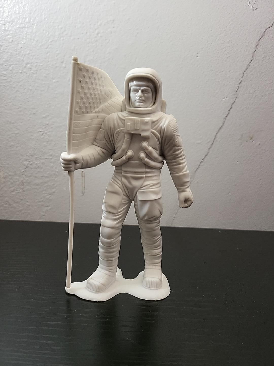 Vintage Louis Marx & Co. White Apollo Astronaut Figure with Flag
