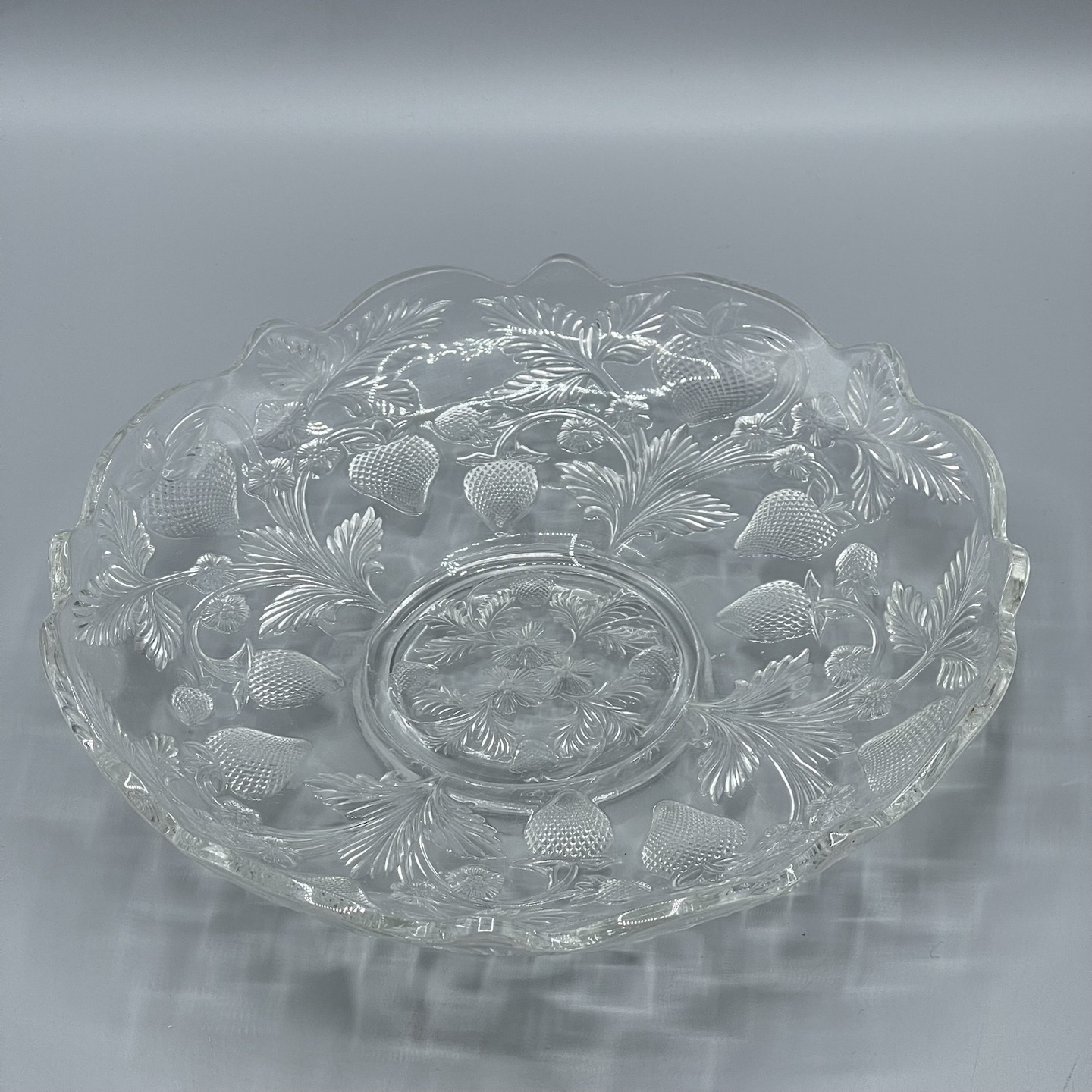 Antique Cambridge Near Cut Inverted Strawberry Low Bowl Large EAPG