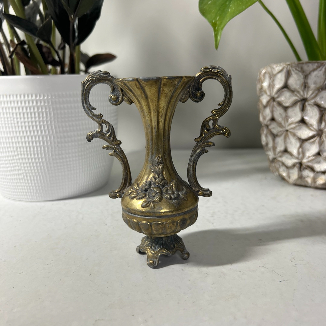 Mini Brass Ornate Amphora Vase