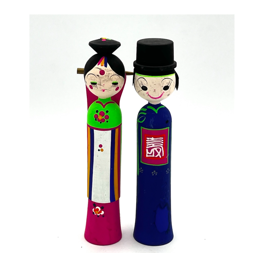 Kokeshies: Pair Of Korean Kokeshies; Glowers