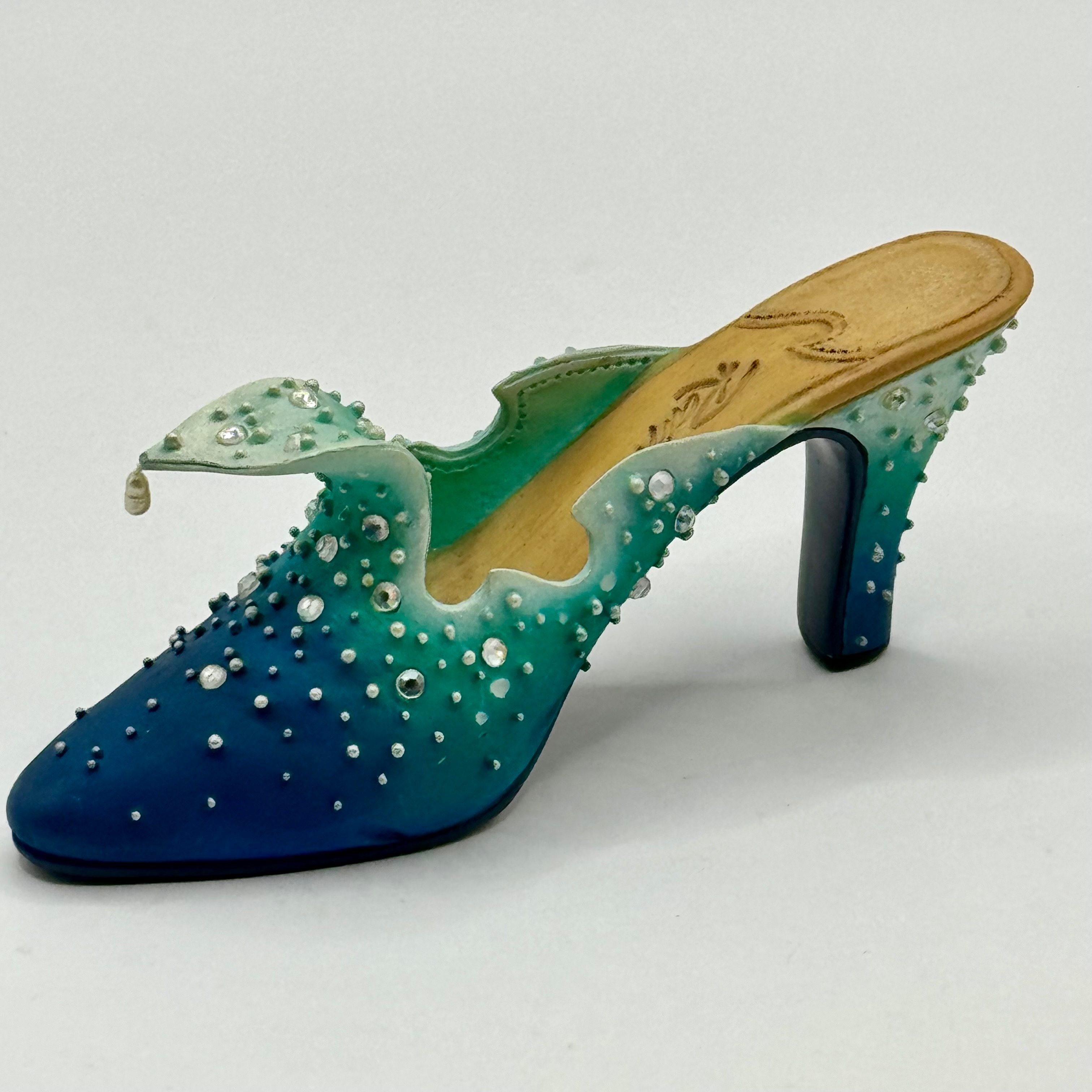 Vintage 1999 “The Wave” Ceramic High Heel Shoe Figurine, Ocean Blues ...