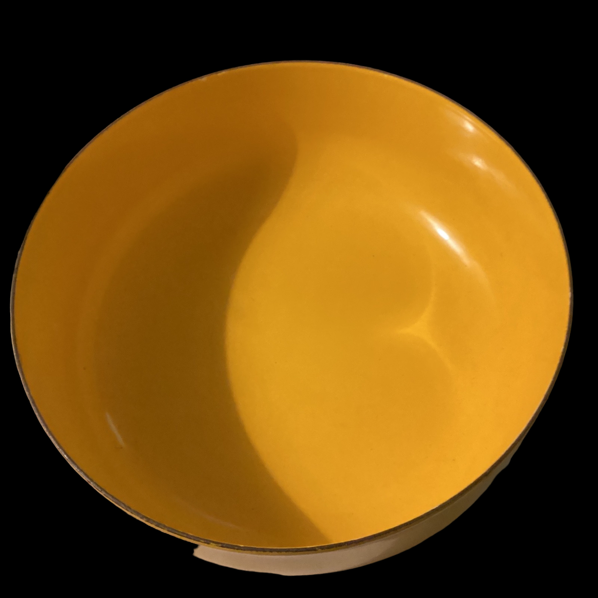 Mid Century Modern Finel Arabia Kaj Franck Design Yellow Ennamel Bowl 10"