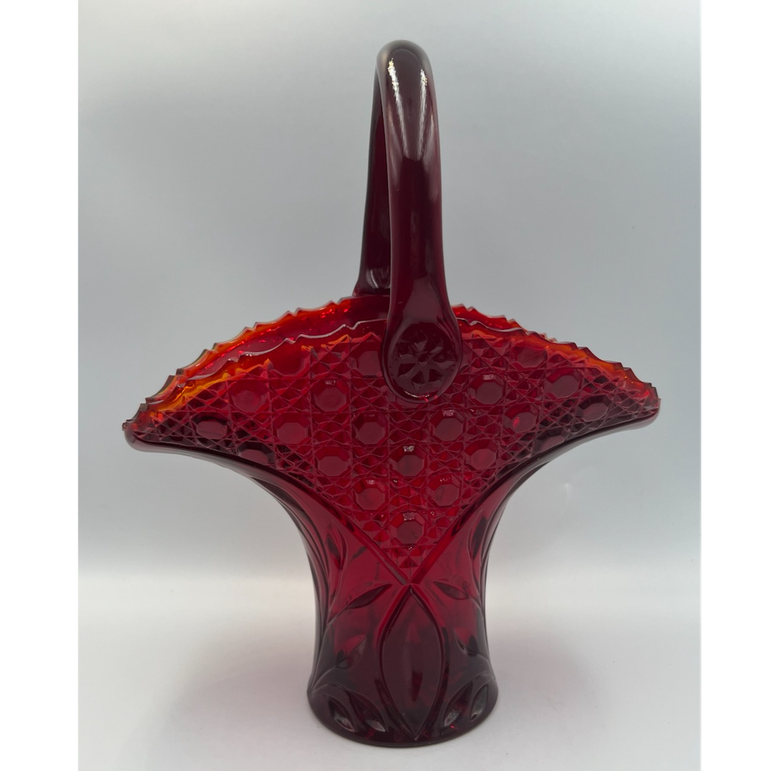 Large LE Smith Innovations Ruby Red Amberina Basket 12.5H 10W 6D