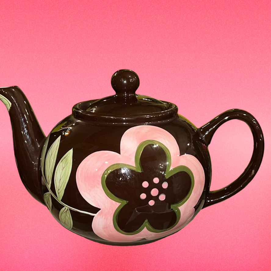 Gates Ware Tea Pot Floral Pink & Brown by Laura Gates