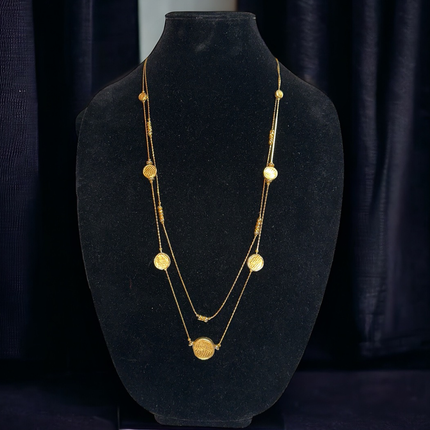 001. Long Gold Chain Station Necklace