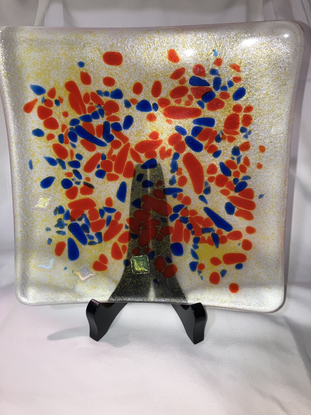 Fused Art Glass Dish 8”