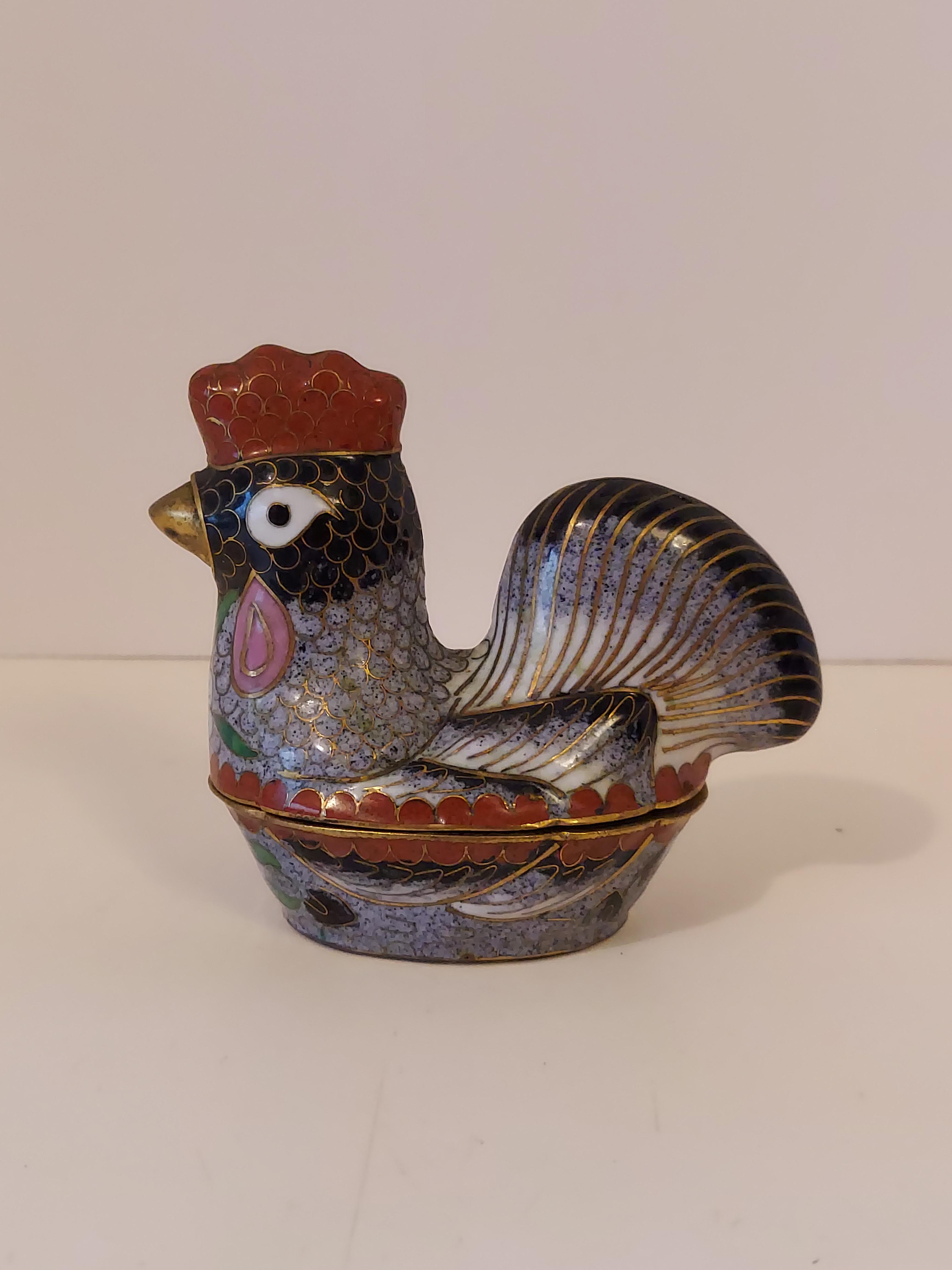 Colorful Cloisonne Chicken Trinket Box