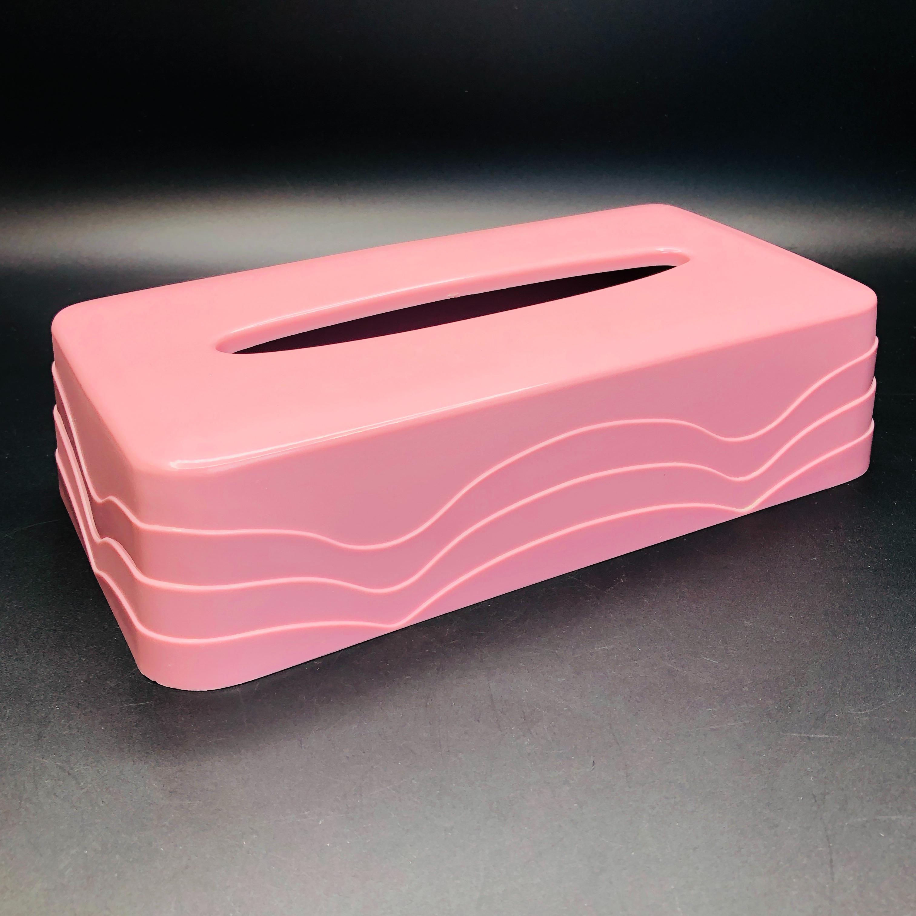 80s Dusty Rose Tissue Box Cover, Art Deco Revival Draped Waves, Hard ...