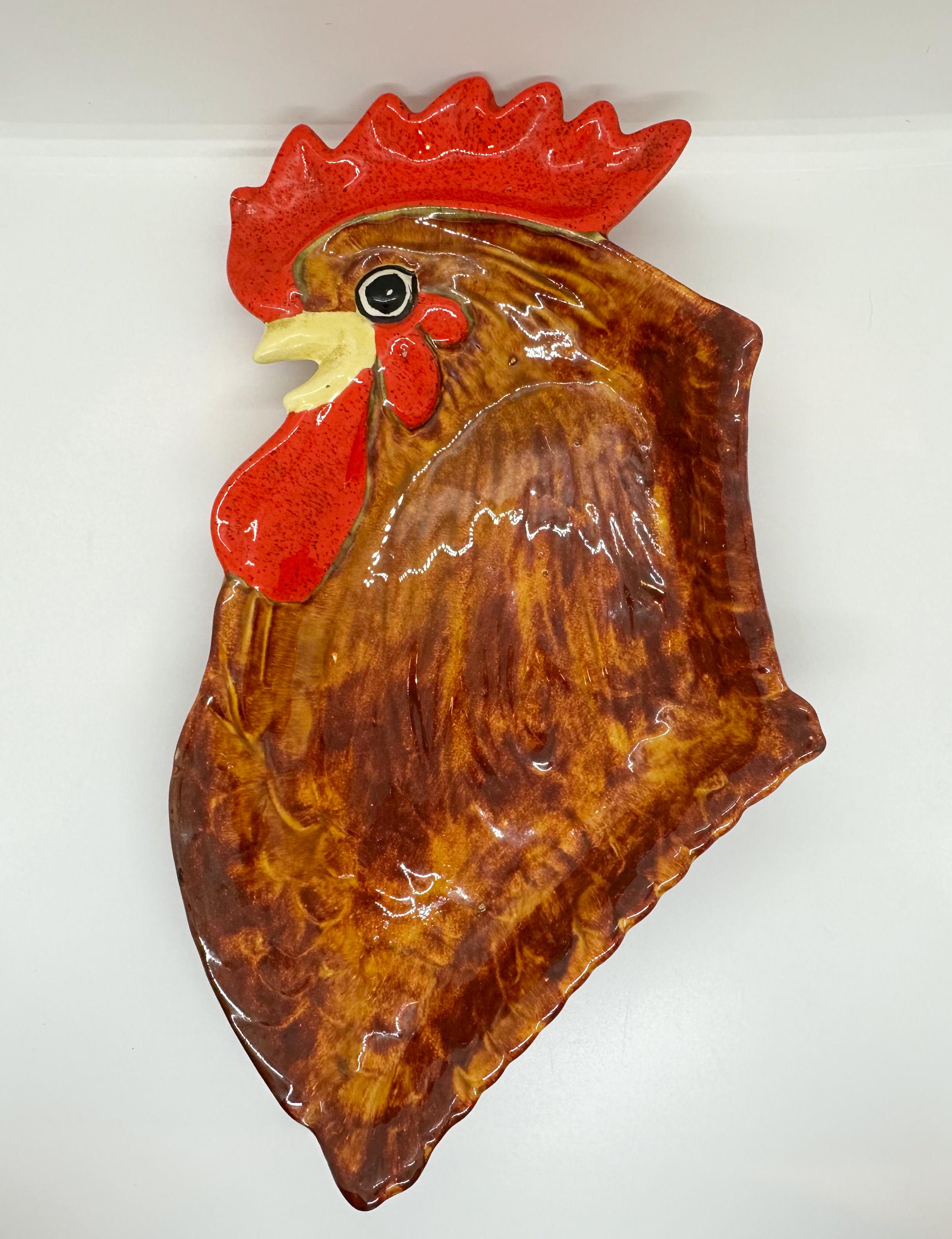 Handmade Rooster Serving Platter Dish Pottery Hobbyist Chicken Holiday ...