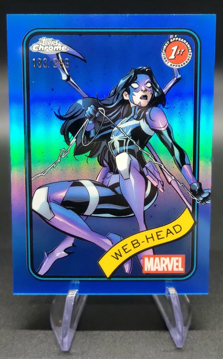 2025 Topps Chrome Marvel WEB-HEAD Blue Refractor 96/299 #32 1st Apperance