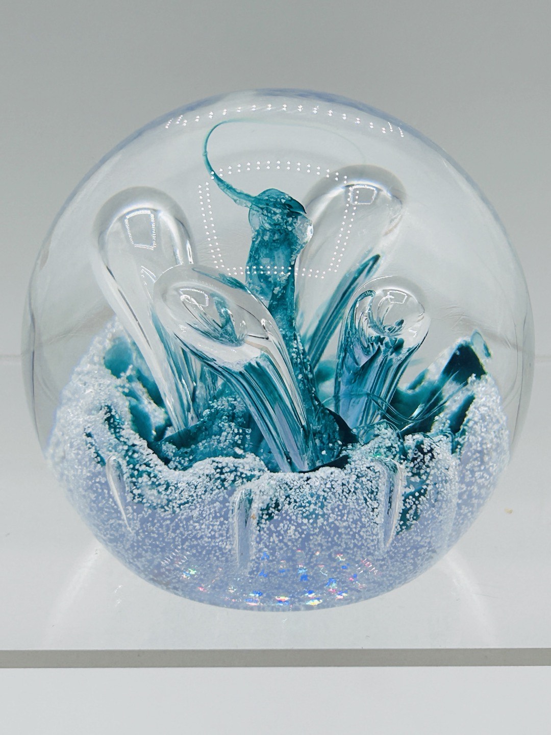 Vintage CAITHNESS Glass Paperweight Miniature Moonflower 1997