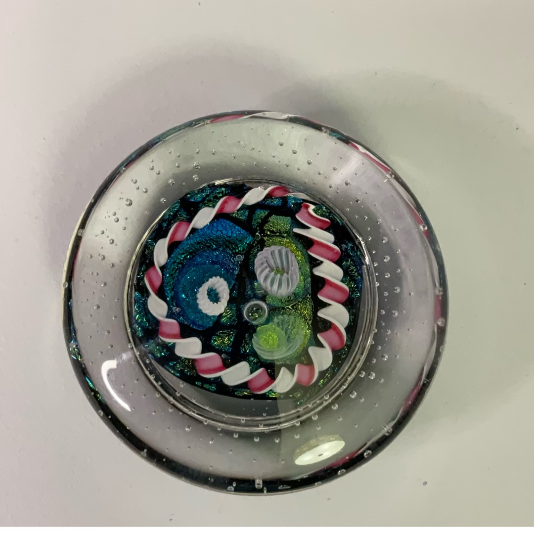 008 Randy Strong 2.75 Inch Dichroic Round Paperweight