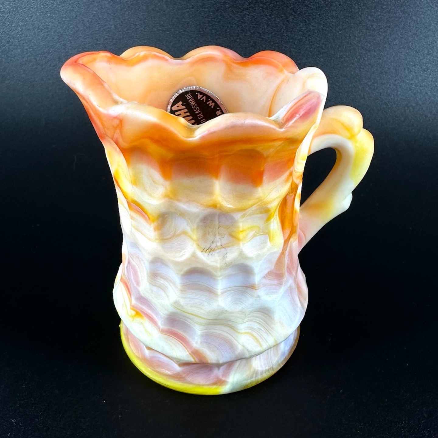 Kanawha Orange Slag Glass Pitcher Glows