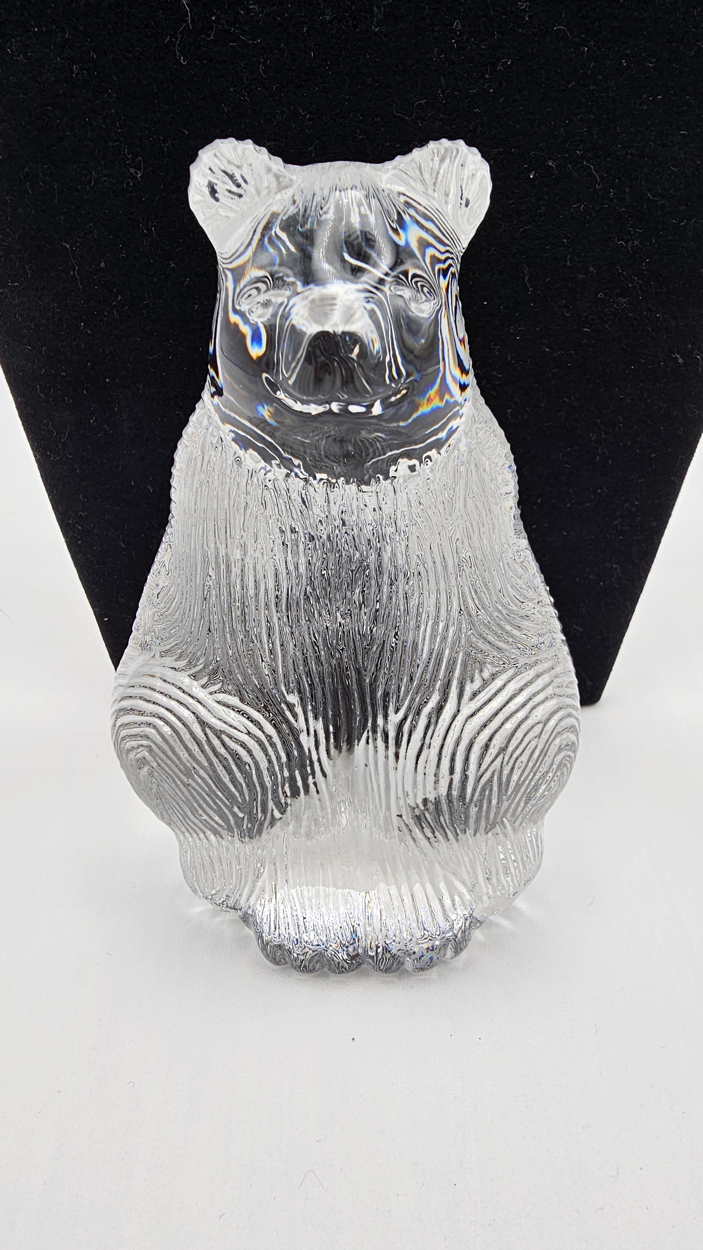 25. Signed Waterford Crystal Grizzly Bear Figurine Paperweight / Bookend