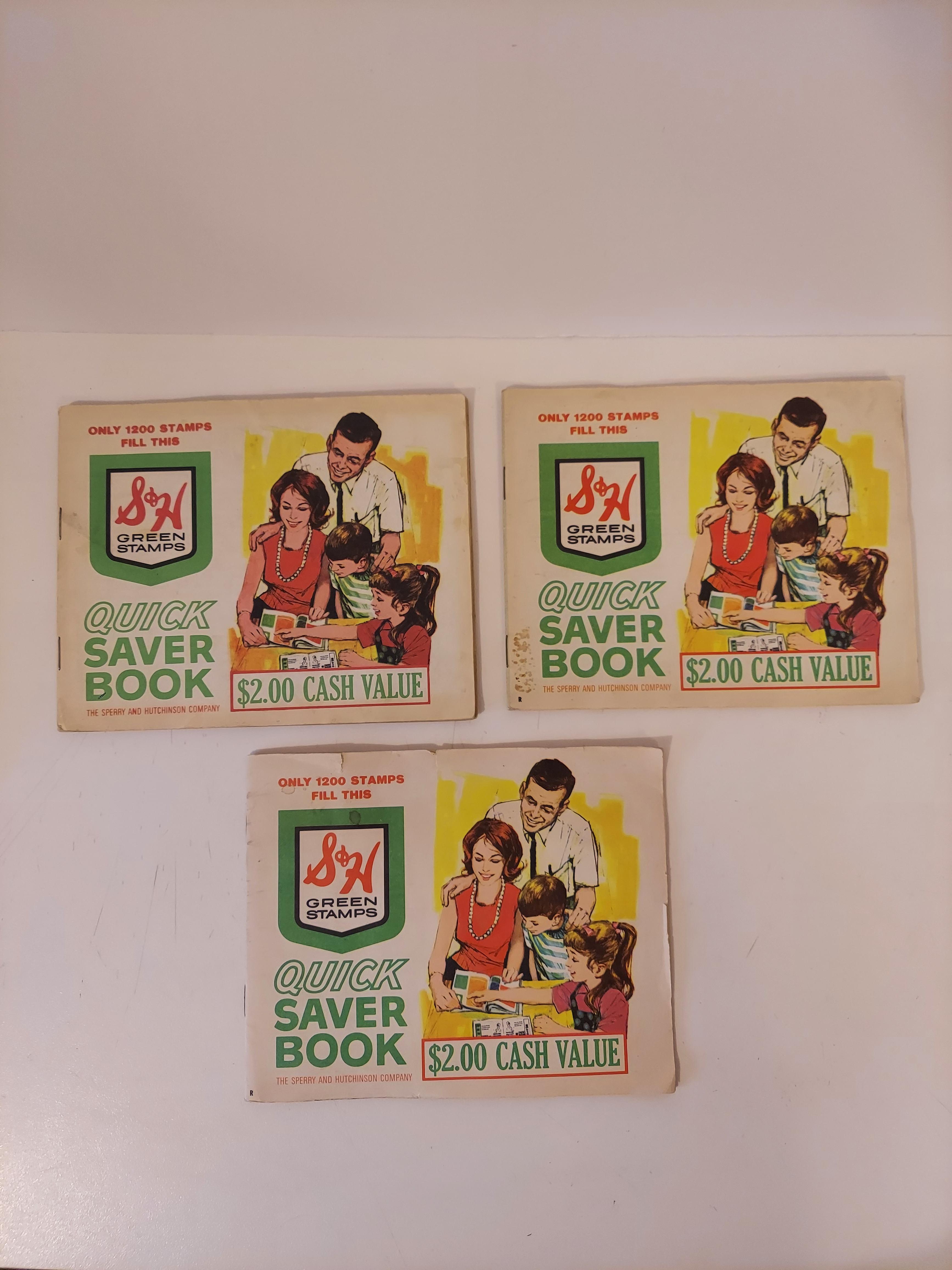 Vintage S&H Green Stamps Set Of 3 Quick Saver Books