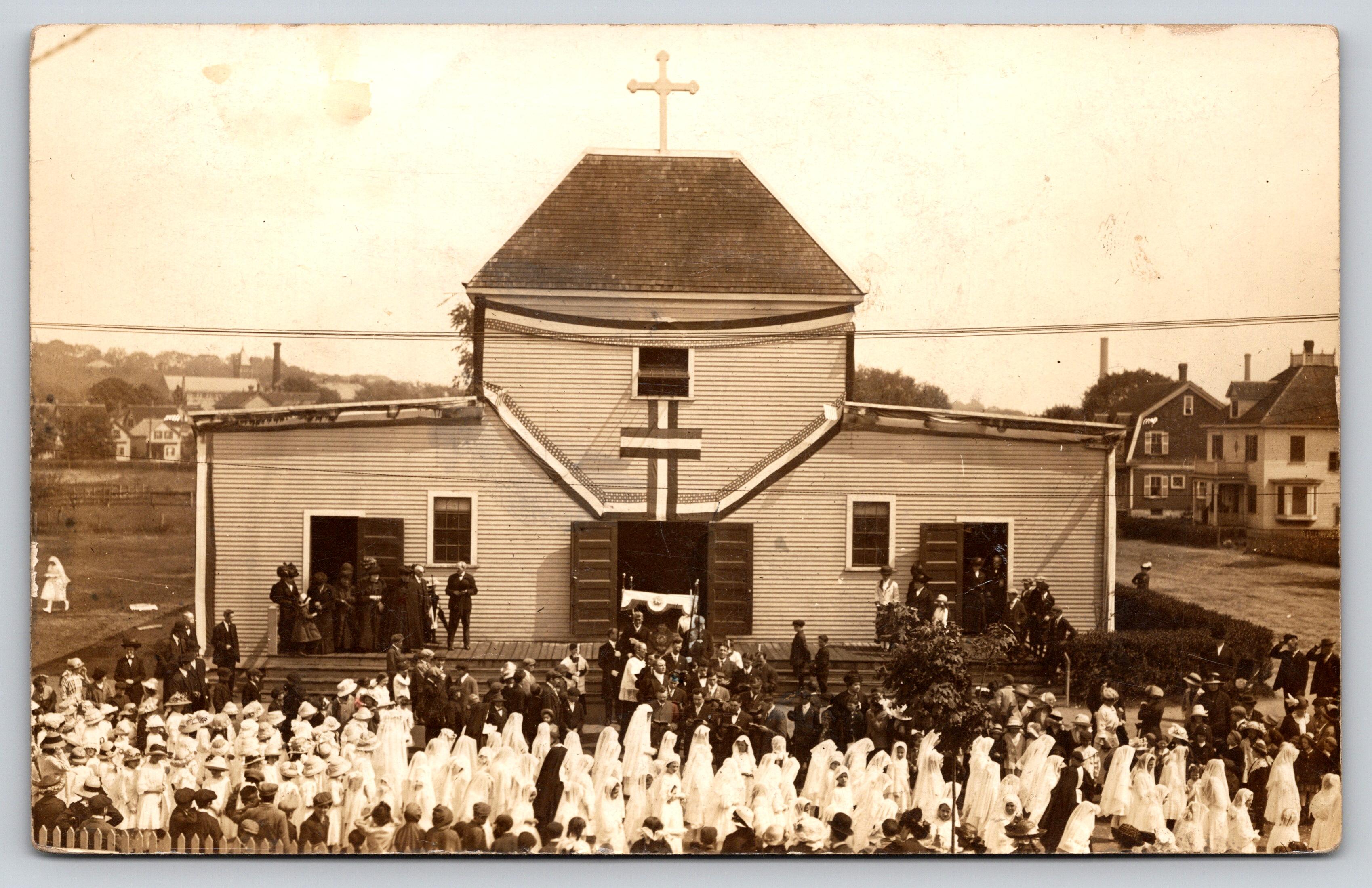Postcard RPPC First Communion Group Procession Aerial View Real Photo ...