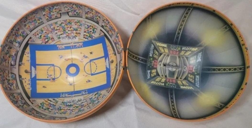 Metal Basketball Piggy Bank with Basketball Court Graphics on Inside