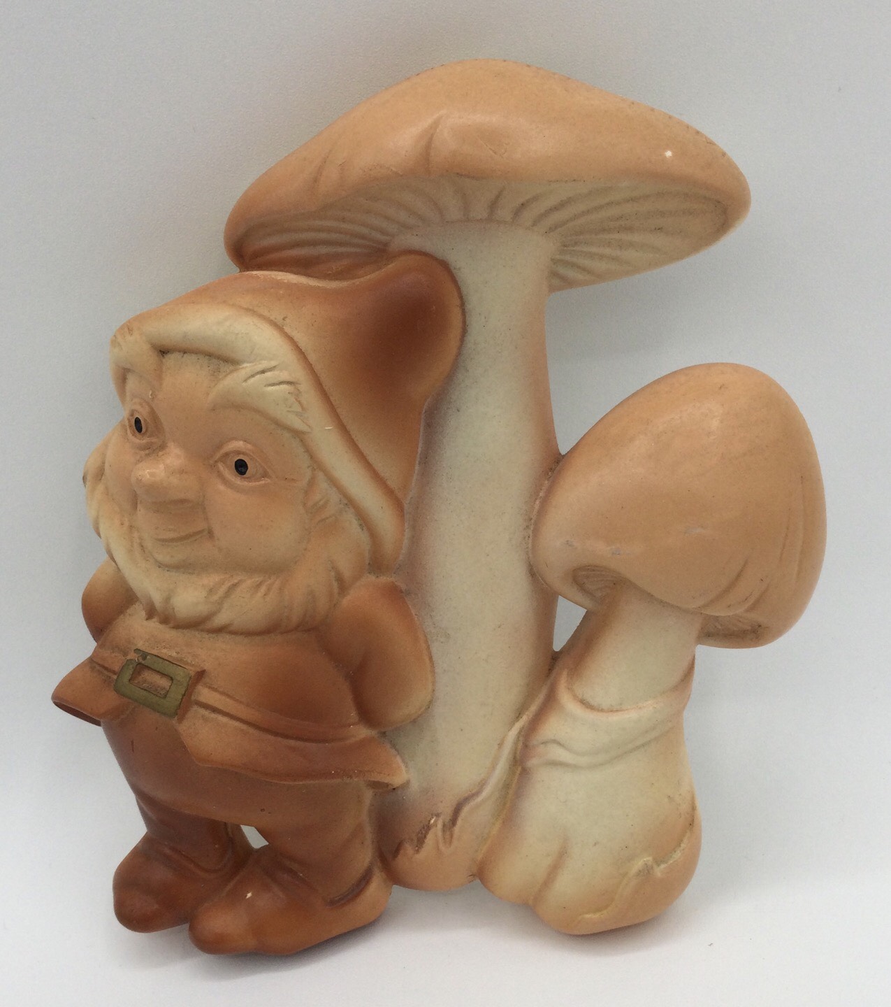 Vintage Miller Studio 1979 Gnome Pixie Mushroom Chalkware Wall Plaque
