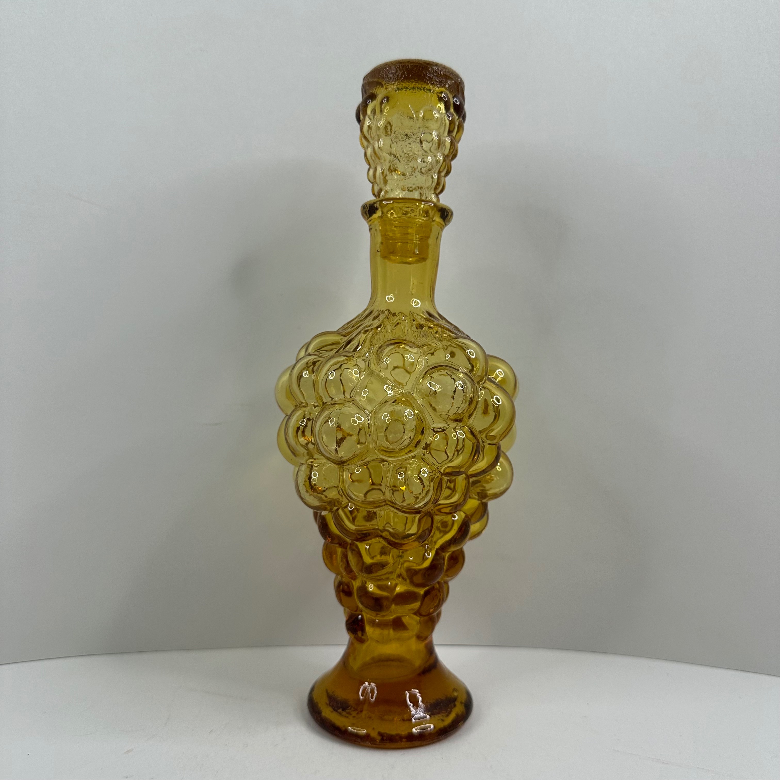 Vintage Amber Glass Grape Cluster Genie Bottle Decanter with Original ...