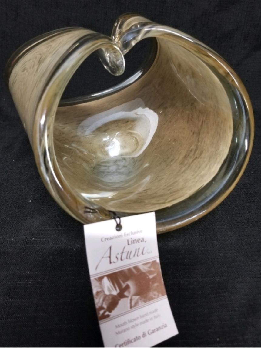 EARLY BIRD SPECIAL - Beautiful Folded Clear And Gold/Caramel Glass ...