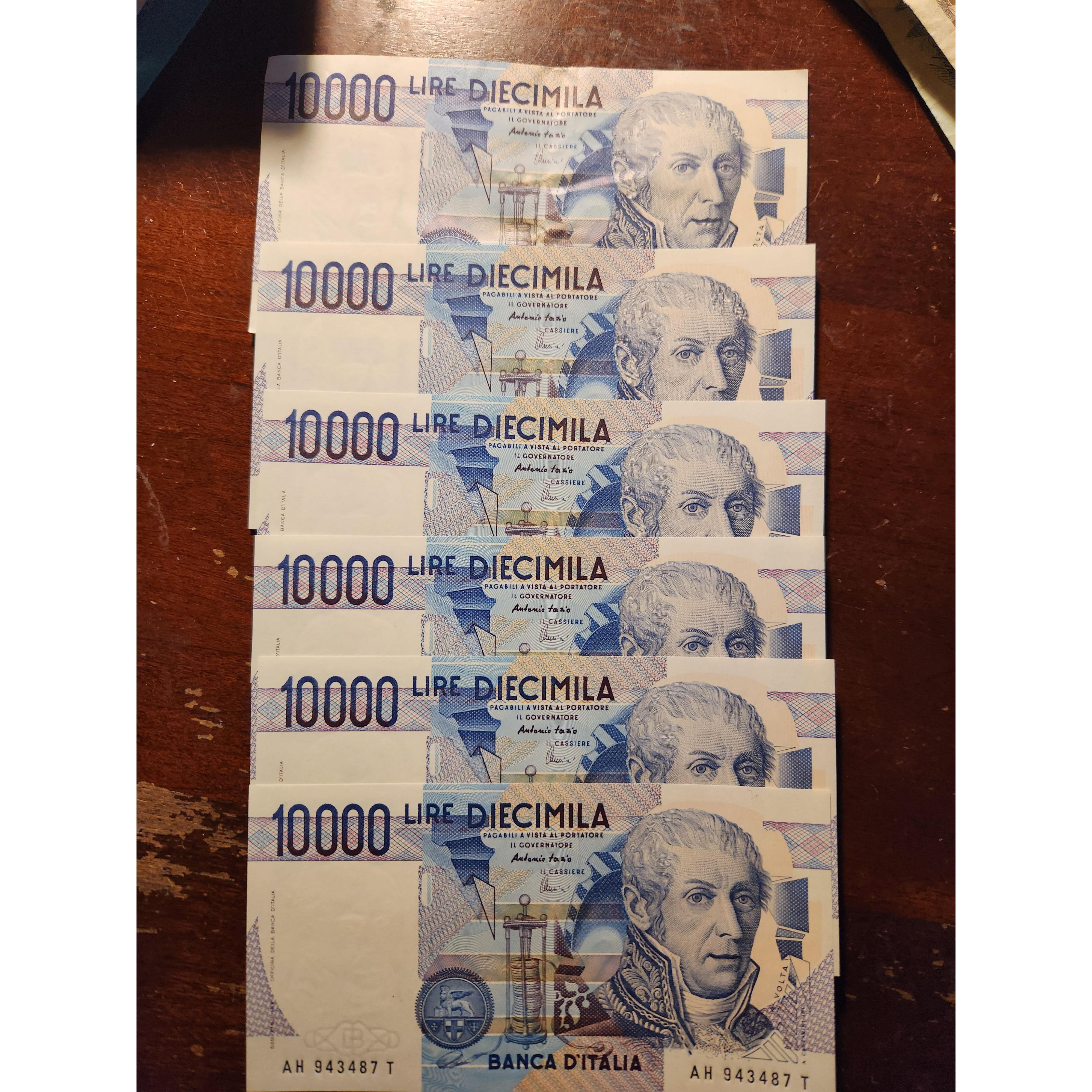 1984 Italy 10000 Lire featuring Alessandro Volta - Set of 6