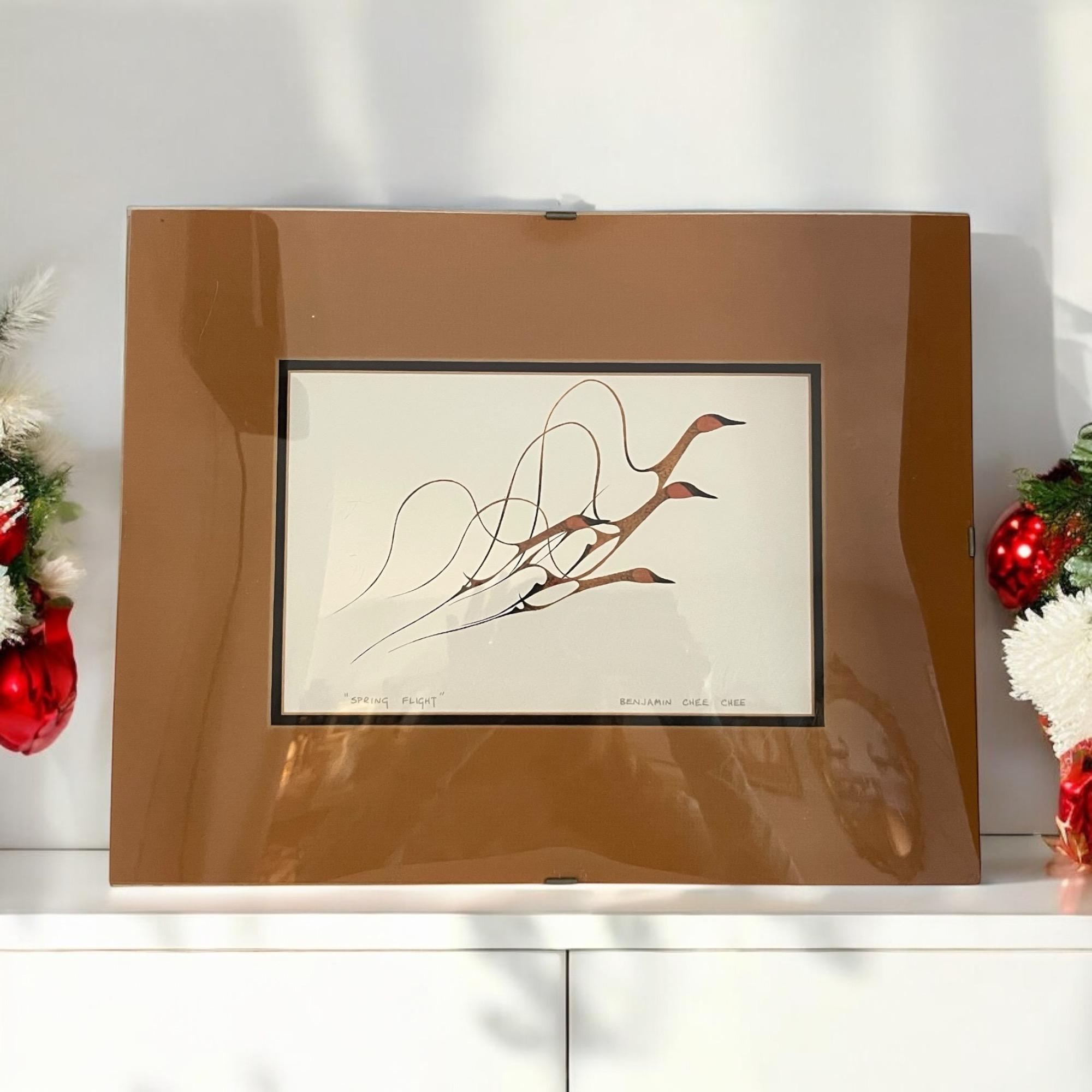 Vtg Benjamin Chee Chee Signed "SPRING FLIGHT" Plexiglass Edgeless Frame ...