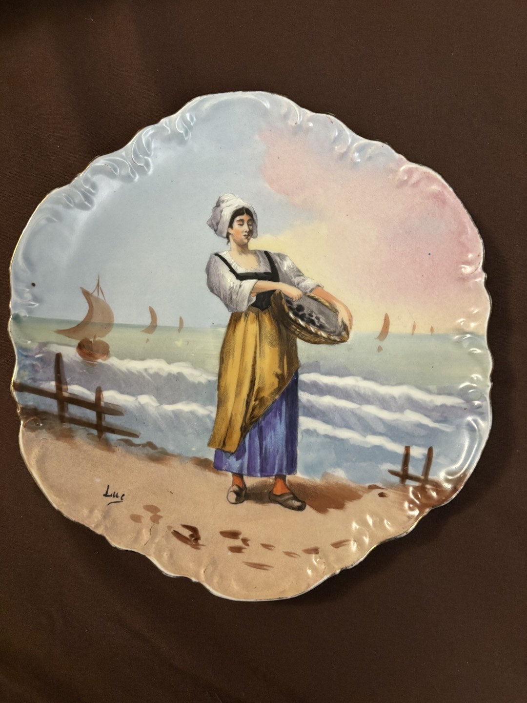 Limoges Hand Painted ANTIQUE plate approx. 10”