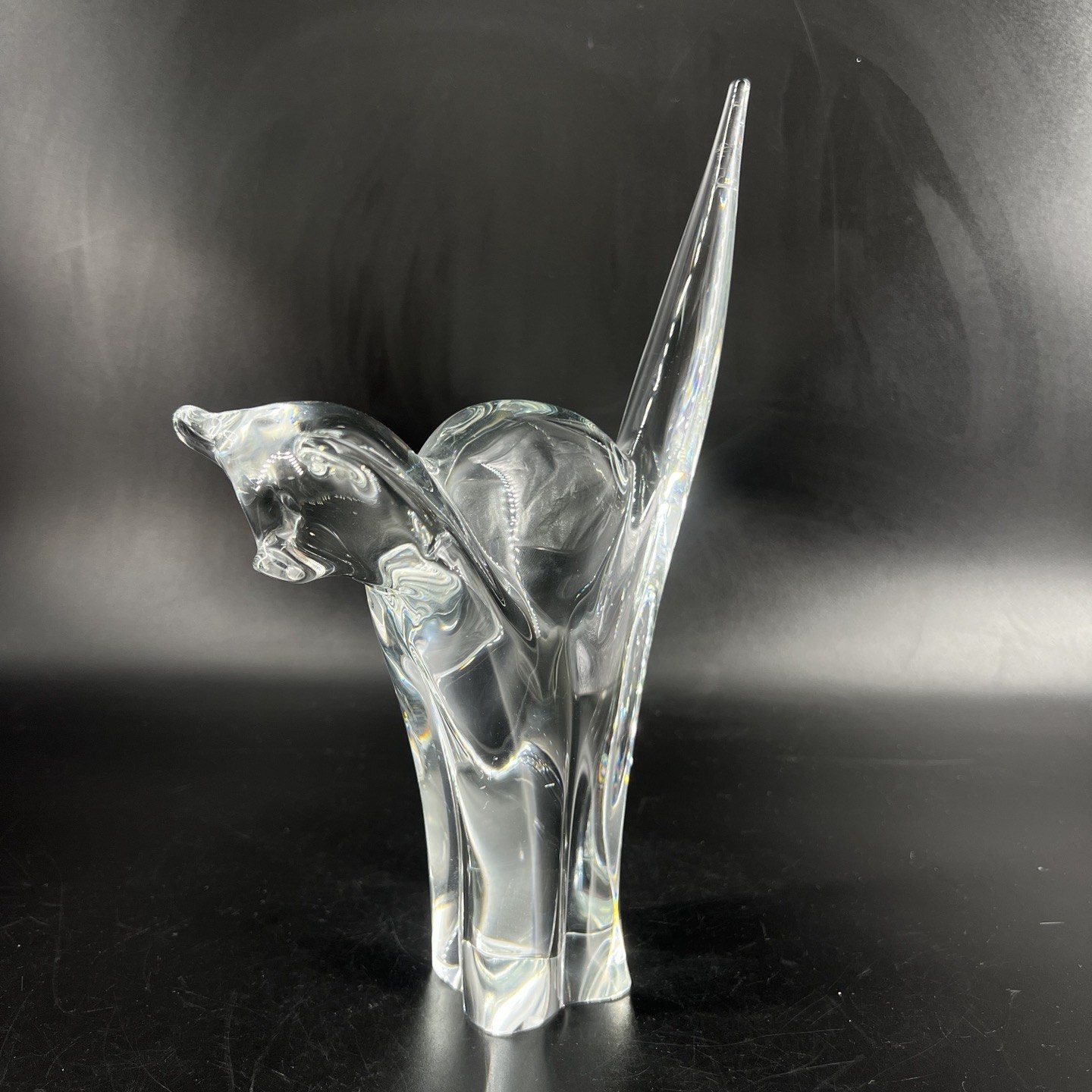 Marcolin Sweden Clear Glass Cat Figurine